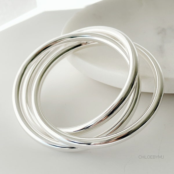 Sterling Silver Bangle Bracelet Set - Etsy