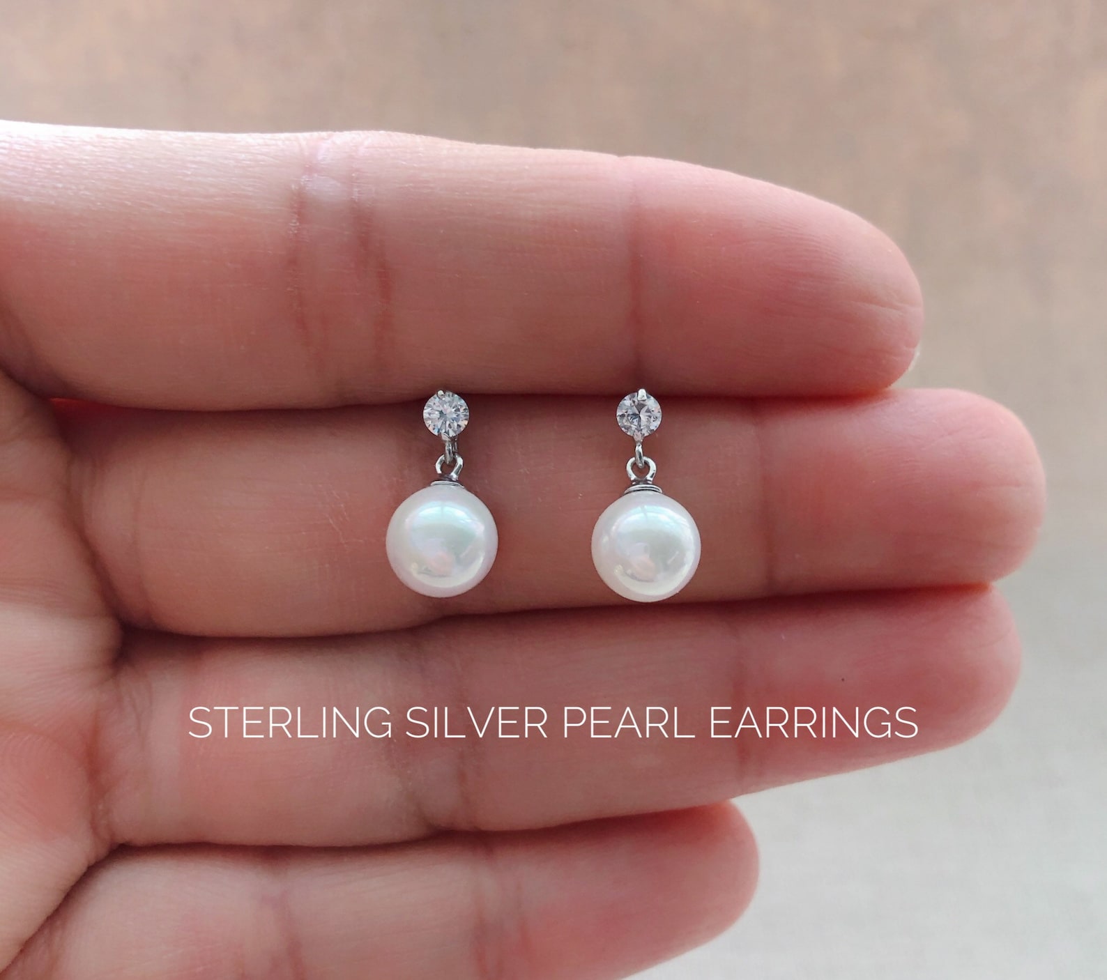 Pearl Dangle Drop Stud Earrings Sterling Silver Bridesmaid | Etsy