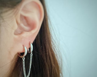 Double Hole Chain Earrings - Etsy