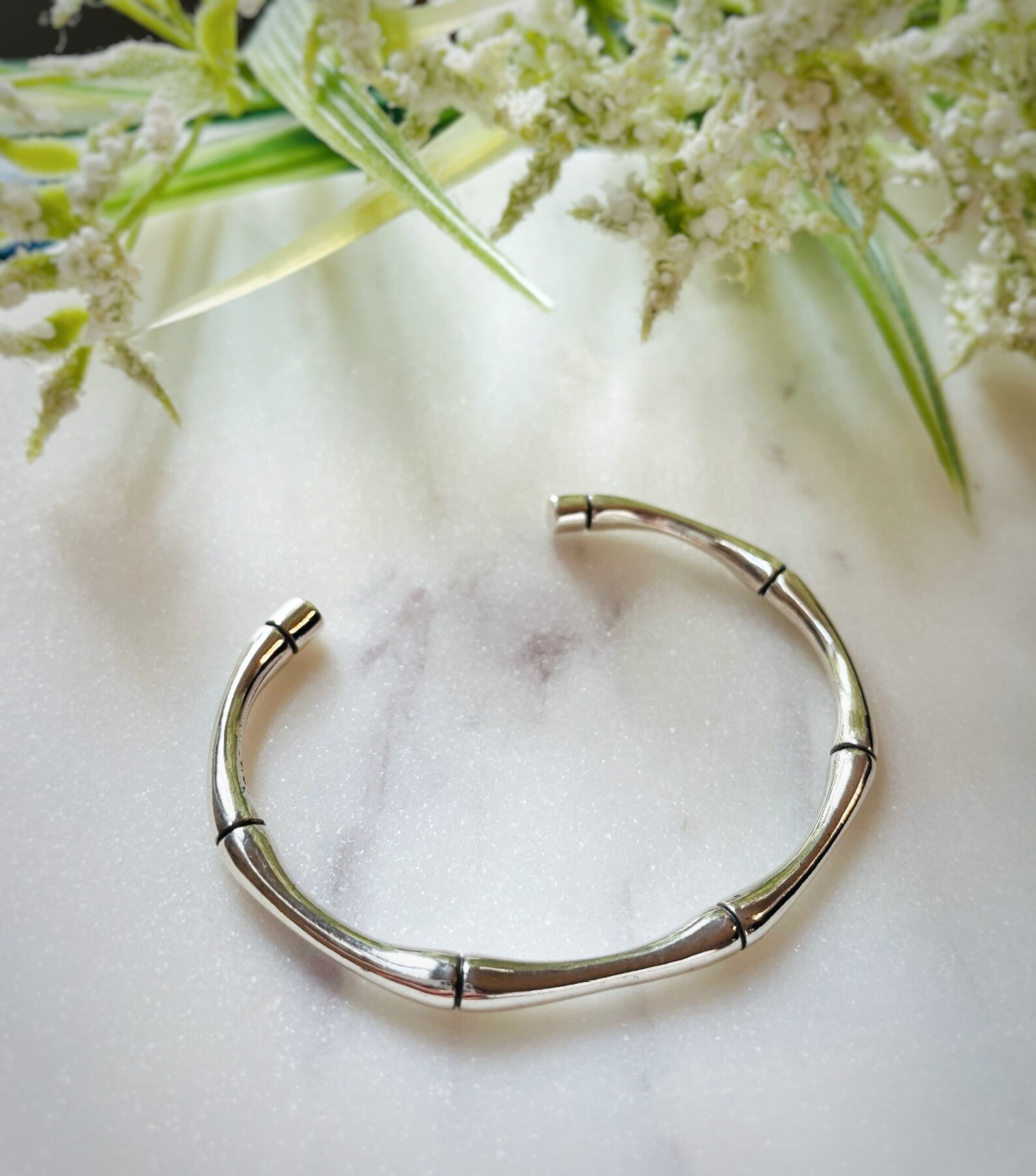 Bamboo vintage Bangle bracelet Sterling Silver with Christmas | Etsy