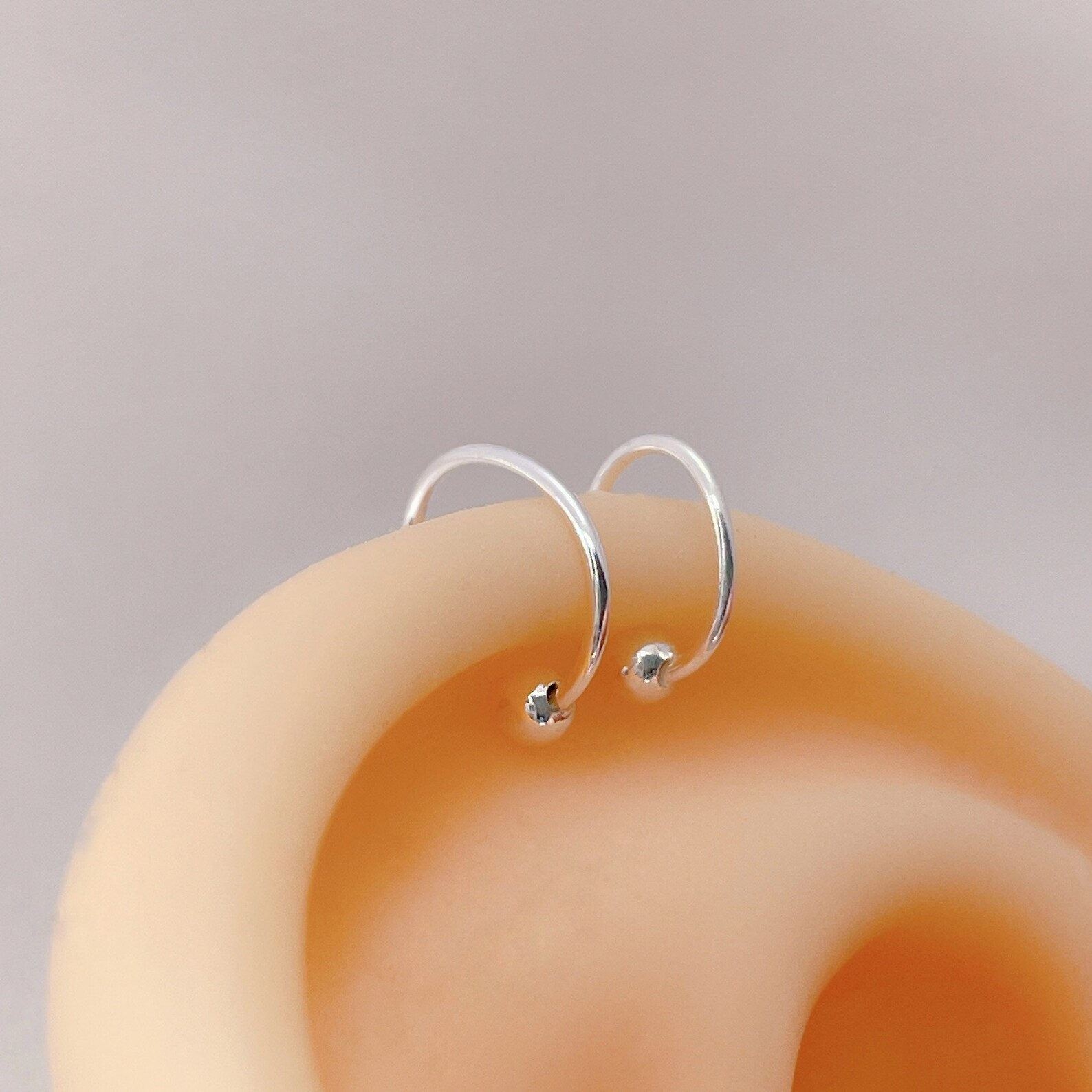 Sterling Silver Captive Bead Ring: Nose & Ear Piercing Hoop - Etsy
