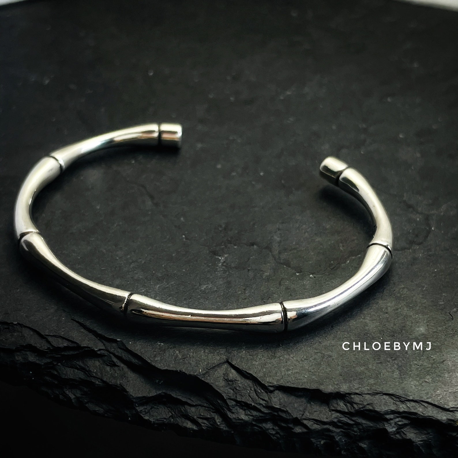 Bamboo vintage Bangle bracelet Sterling Silver with a gift | Etsy