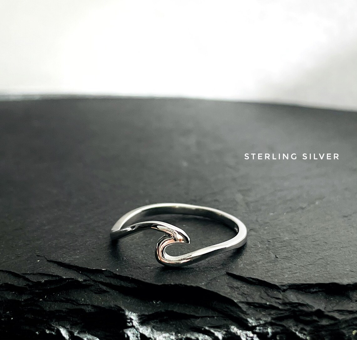 Sterling Silver Wave Ring Ocean Tide Ring Beach Fashion | Etsy