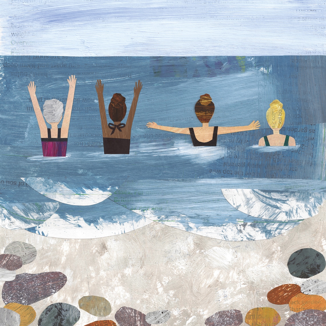 Wild Sea Swim ladies Card. Illustration Swimming ocean cold | Etsy