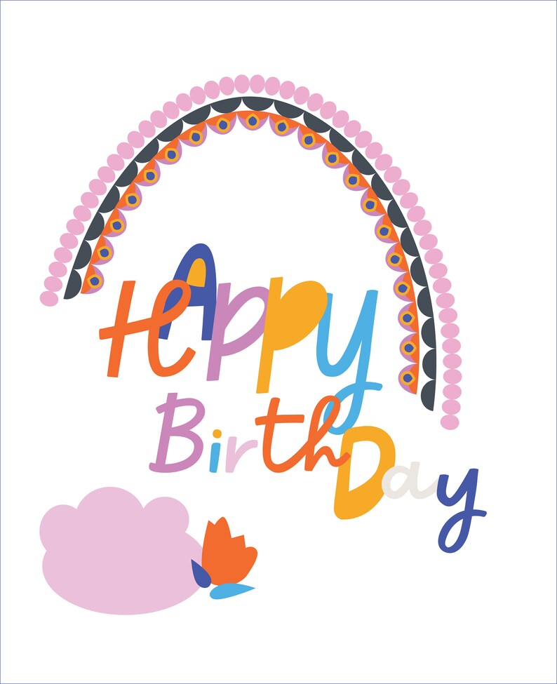 Happy Birthday Rainbow Greeting Card blank Inside - Etsy