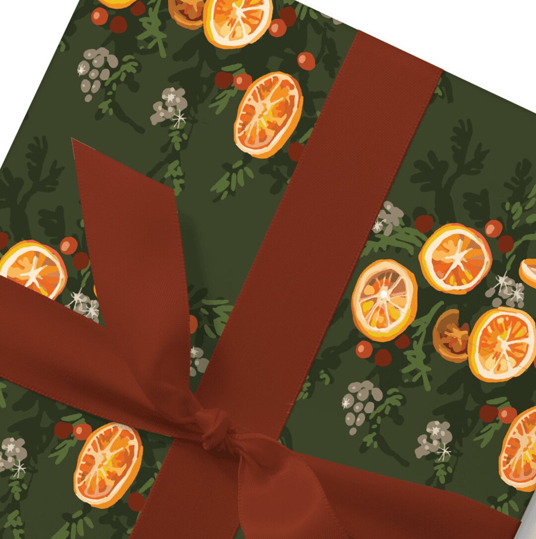 Oranges and Pine Cones Gift Wrap Sheets - Etsy