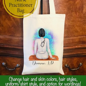 Personalized NP Canvas Bag - Nurse Practitioner Canvas Bag - Customized ...