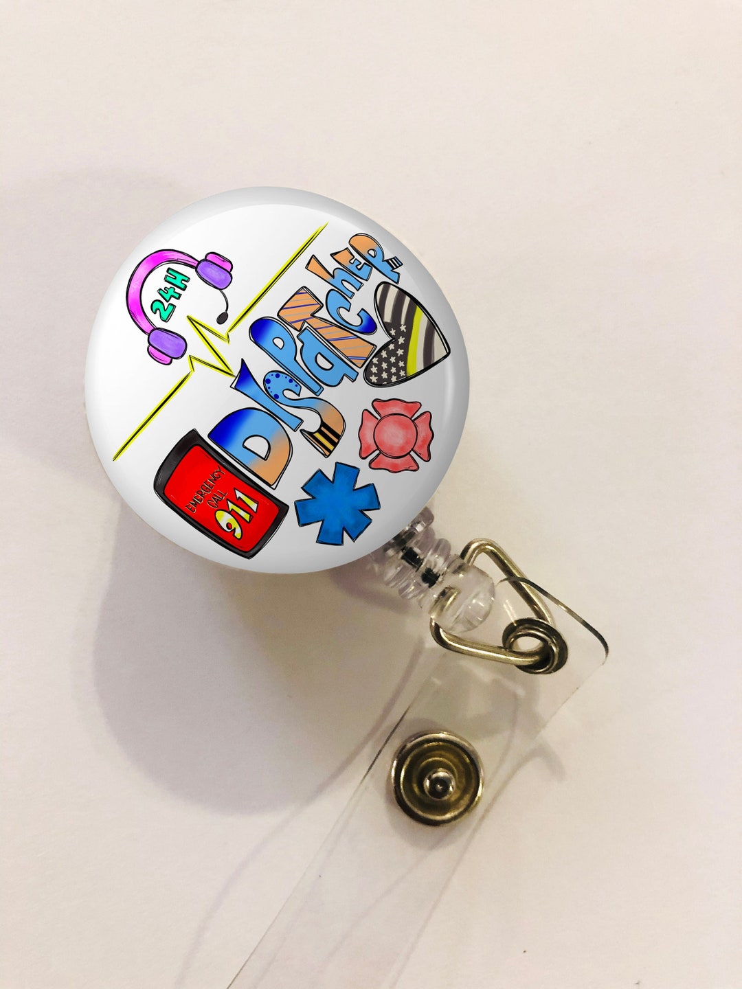 911 Dispatcher Badge Reel - 911 Dispatcher ID Badge Reel - ID ...