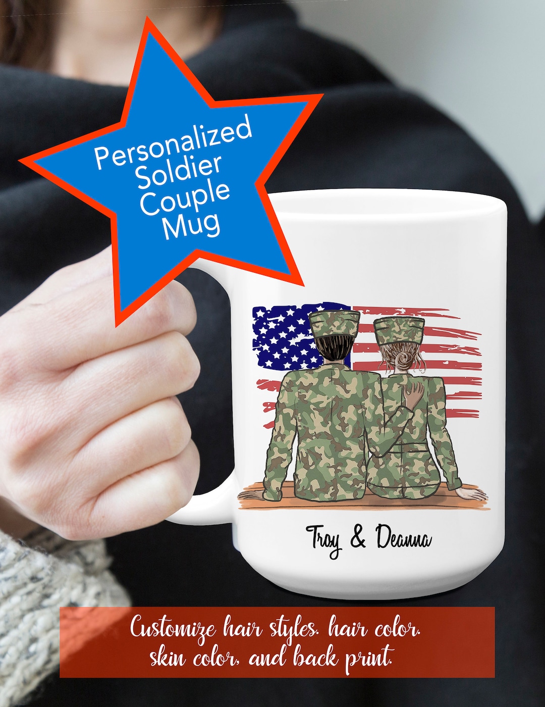 Personalized Soldier Couple Mug - Military Couple Gift - Soldier Coffee ...