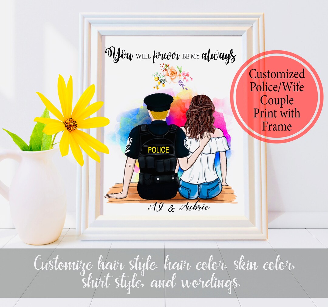 Unframed Customized Police Wife Couple Print, Personalized Police ...