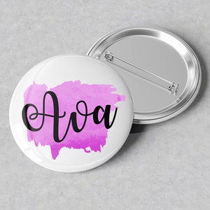 Personalized Name Button Badge - Name Button Pin - Name Badge - Name ...