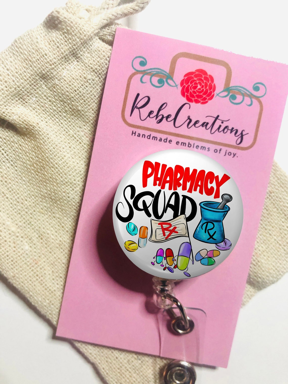 Pharmacy Squad Badge Reel - Pharmacist ID Badge Reel - or Nurse - ID ...