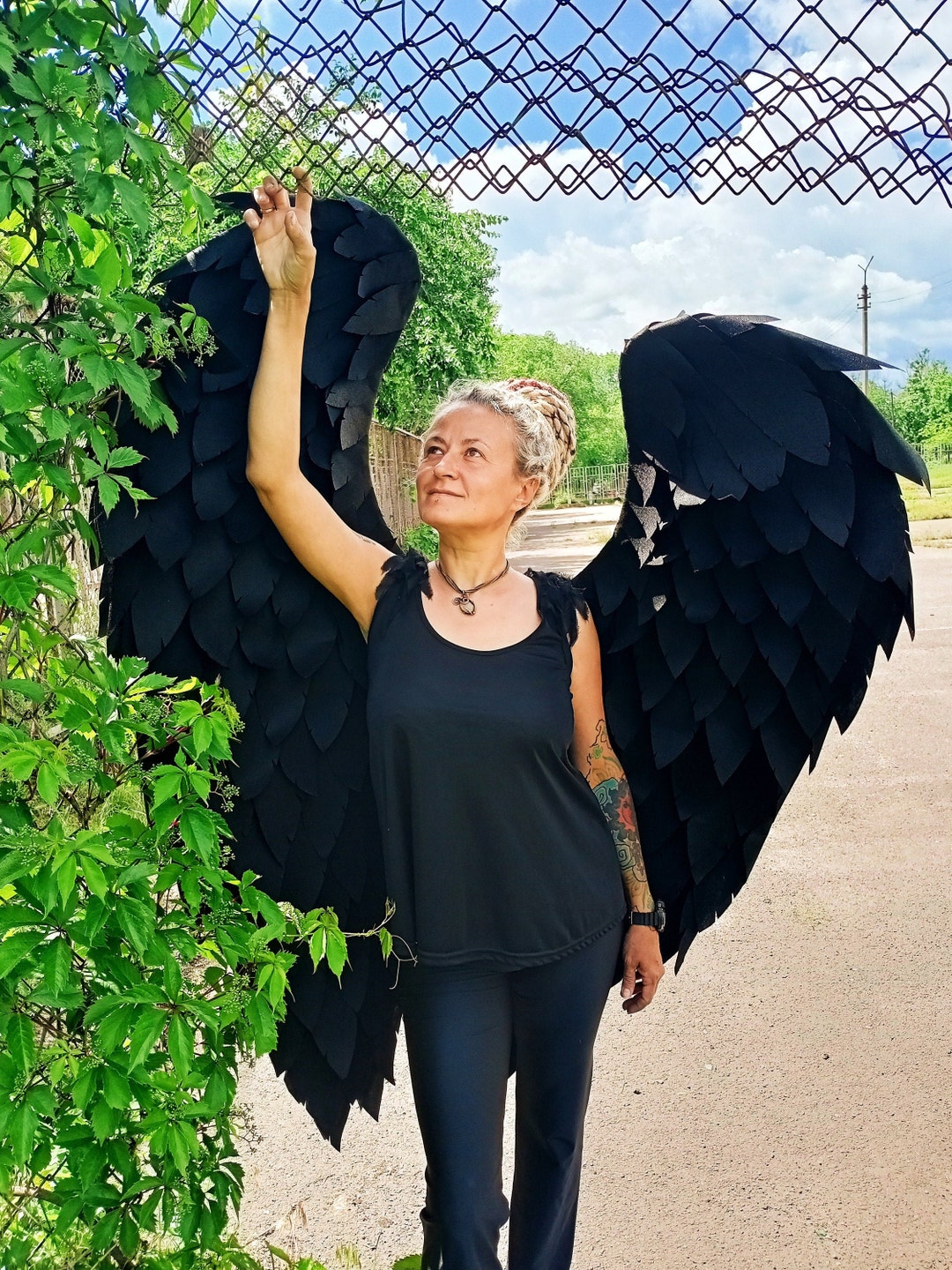 Angel Wings Adult Costume Black Angel Wings Helloween Costume Etsy