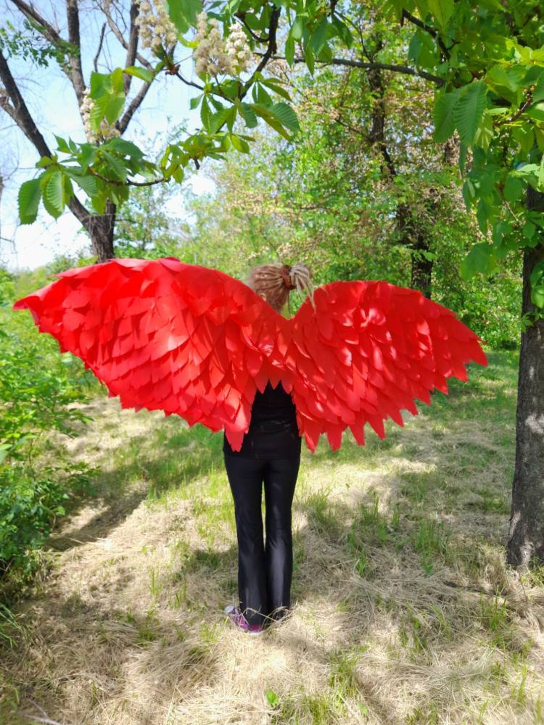Red Angel Wings Red Wings Costume Angel Wings Cosplay Helloween Costume ...