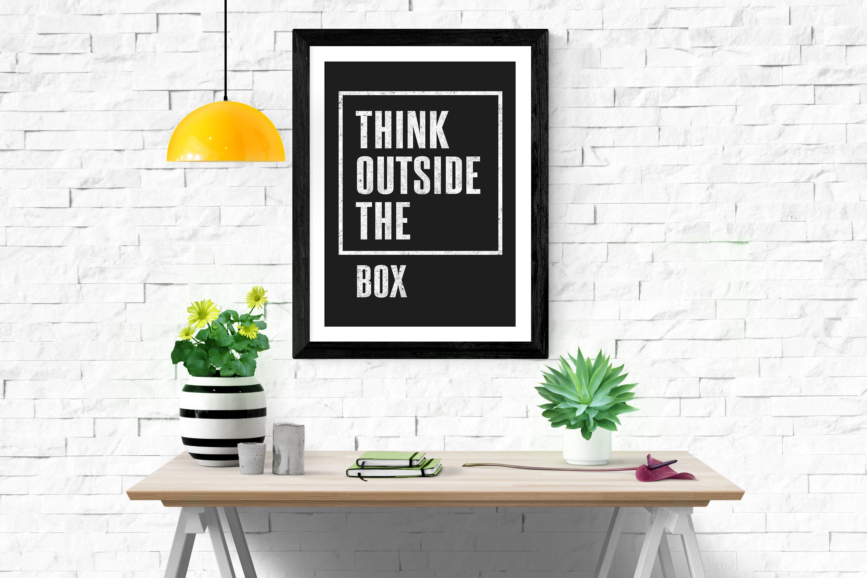 Think Outside the Box, Printable Wall Art, Black & White Quote ...