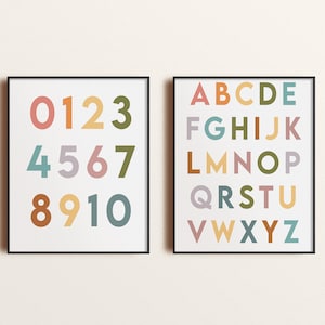 Alphabet and Numbers Set of 2 Rainbow Baby Poster ABC Poster Prints ABC ...