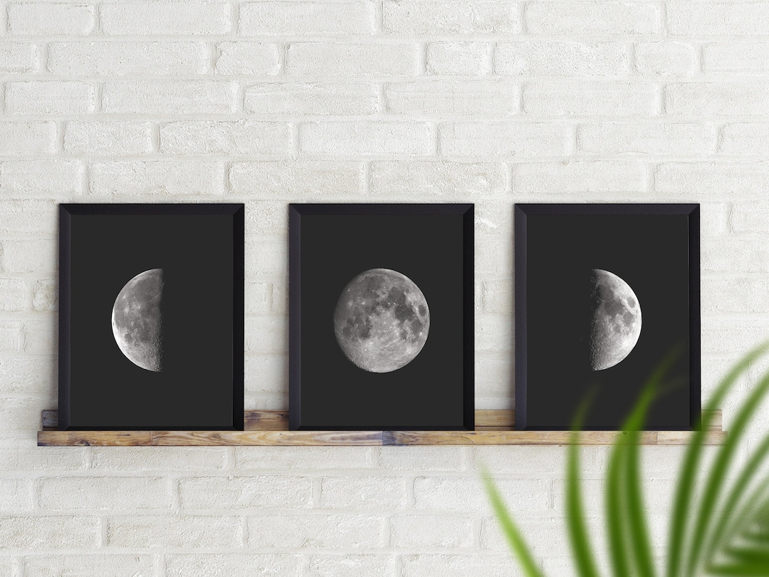 Moon Phases Poster, Set of 3 Moon Prints, High Quality, Boho Chic Lunar ...