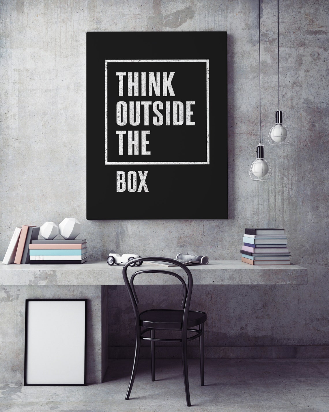 Think Outside the Box, Printable Wall Art, Black & White Quote ...