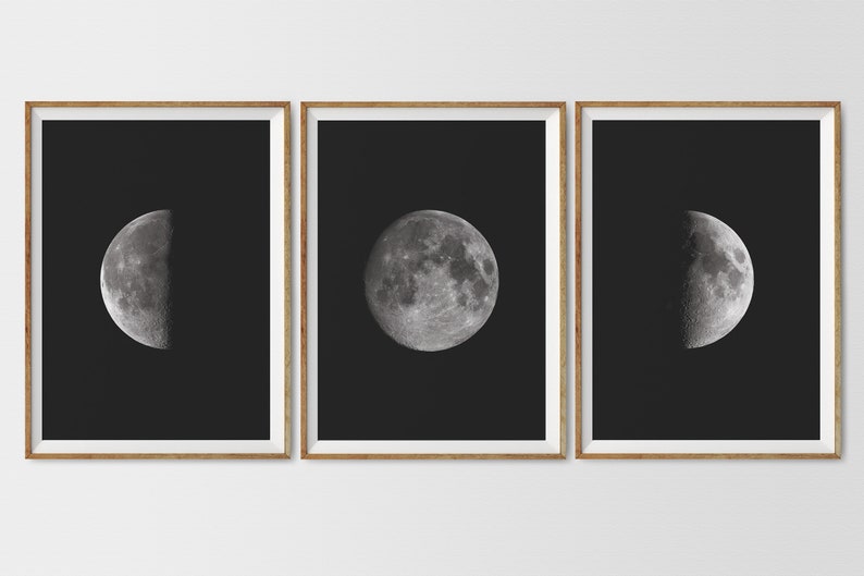Moon Phases Poster Set Of 3 Moon Prints High Quality Boho Etsy