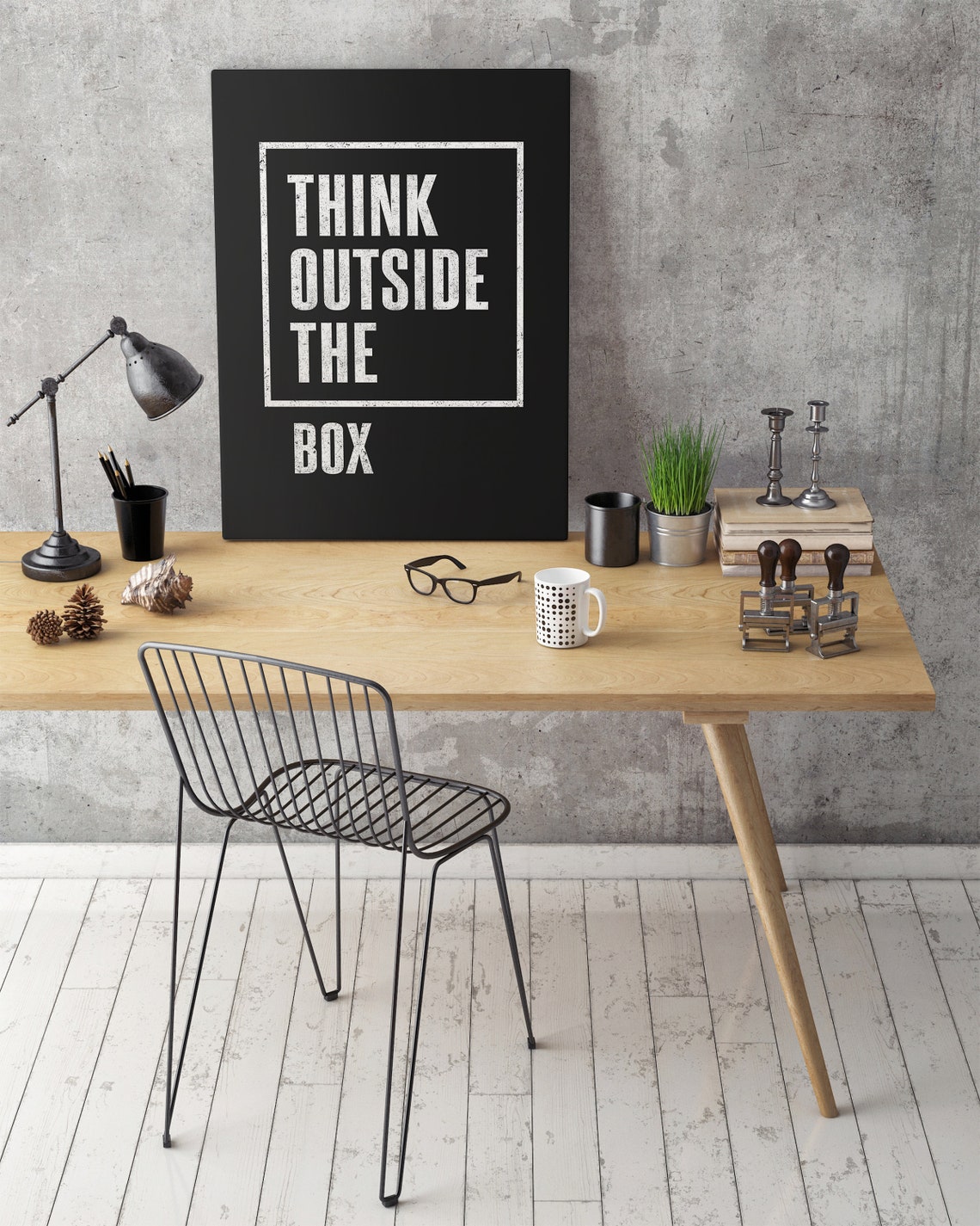 Think Outside the Box, Printable Wall Art, Black & White Quote ...