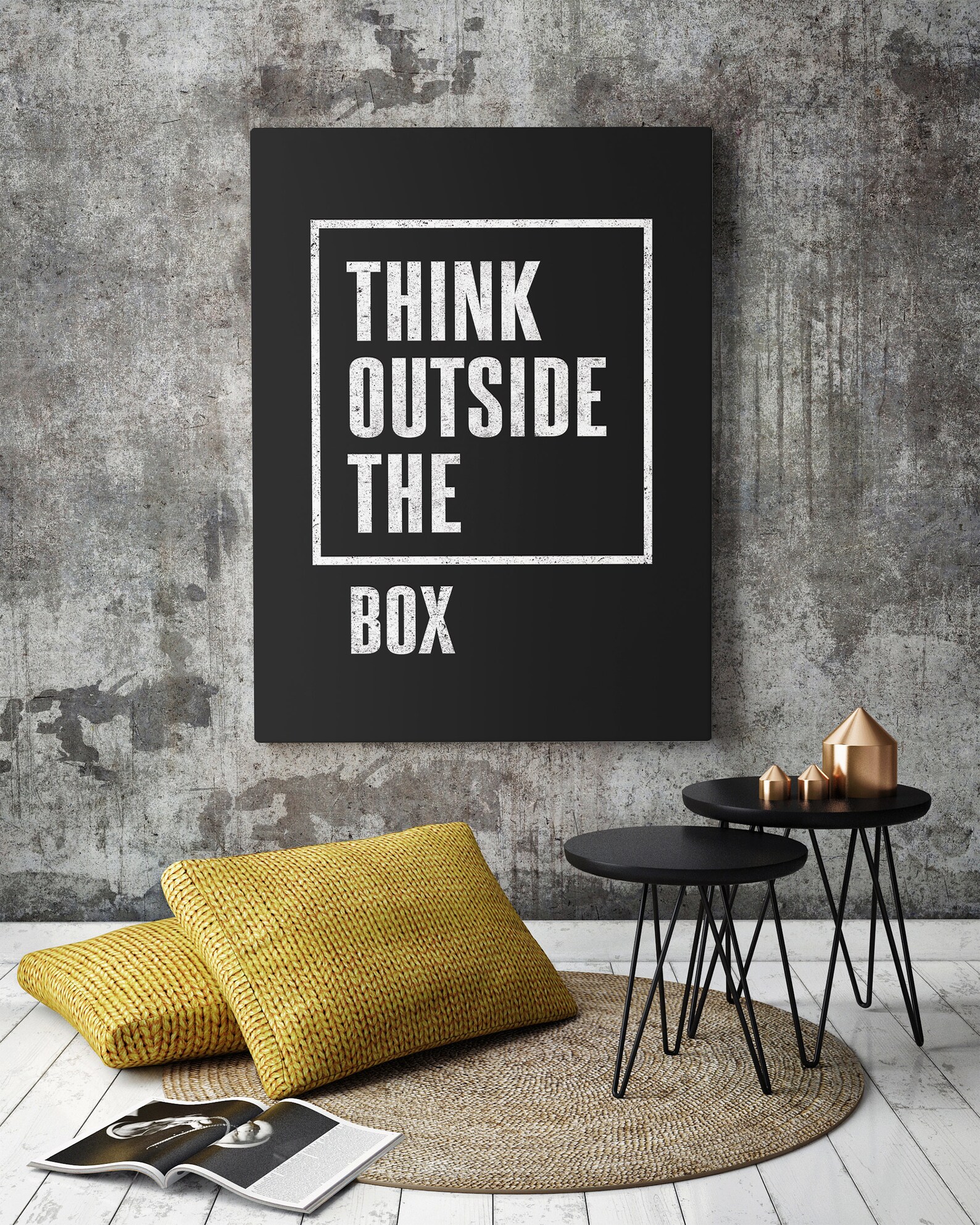 Think Outside the Box, Printable Wall Art, Black & White Quote ...
