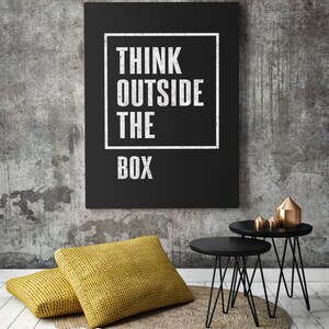 Think Outside the Box, Printable Wall Art, Black & White Quote ...