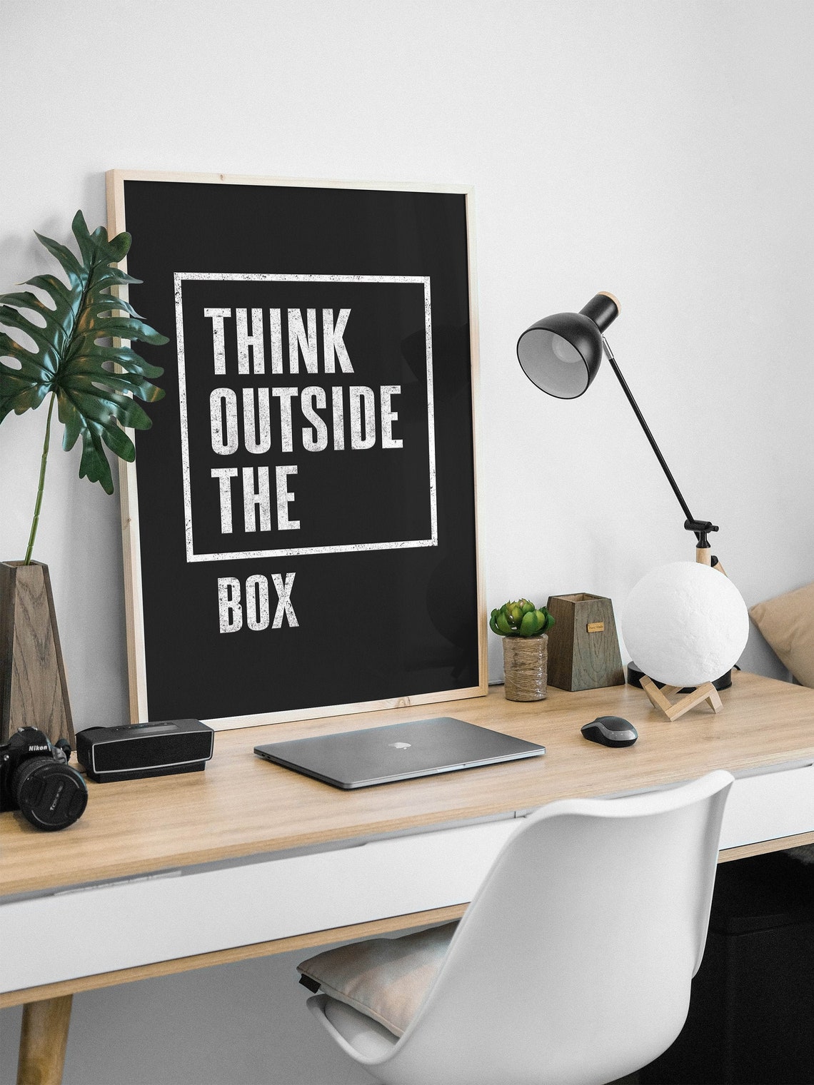 Think Outside the Box, Printable Wall Art, Black & White Quote ...