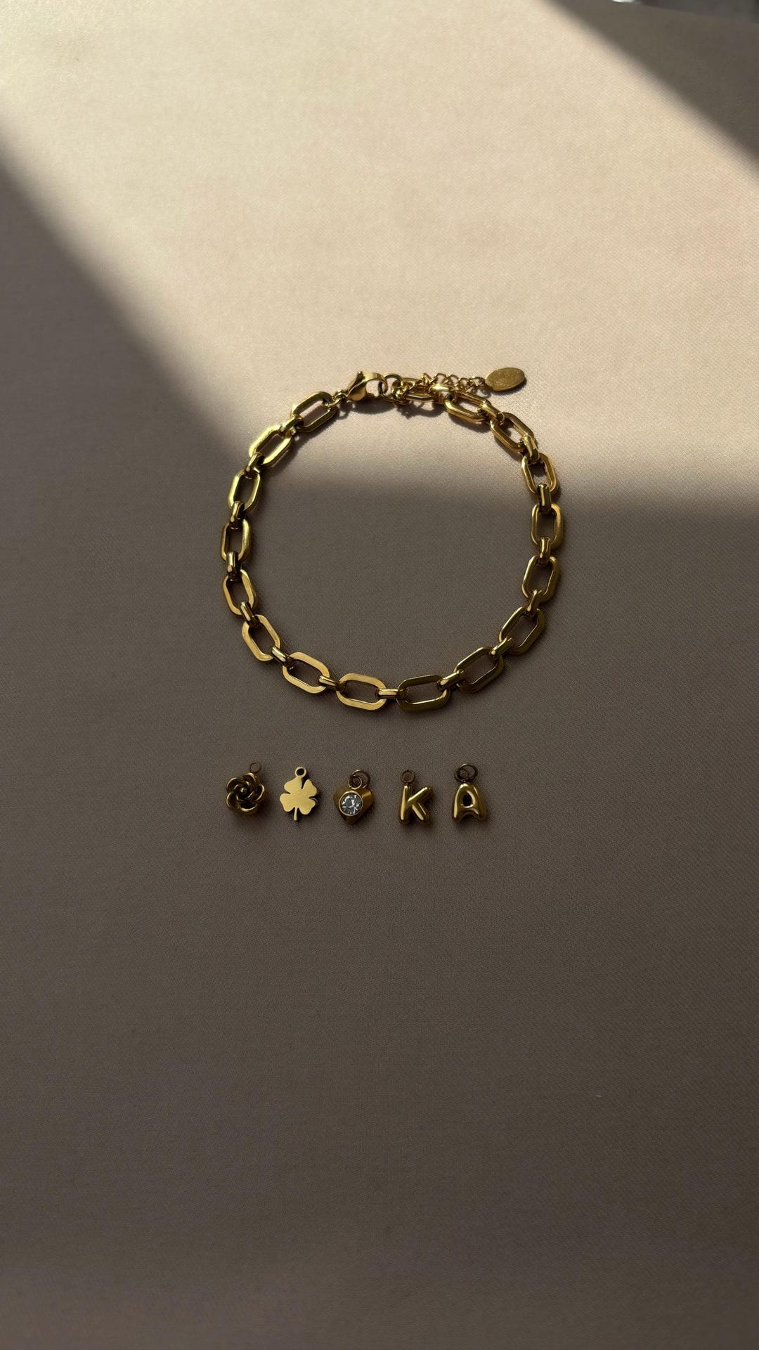 Statement Chain Anklet With Custom Charm, Gold Plated Ankle Bracelet ...