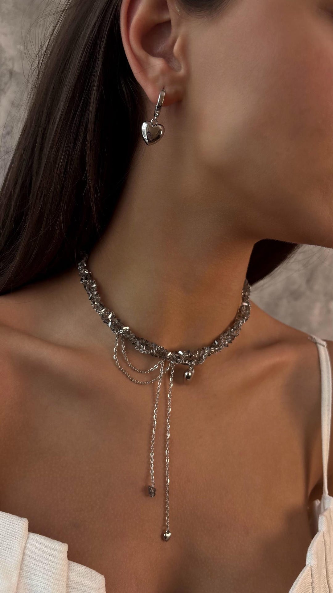 Silver Rope Chain Heart Set, Whimsigoth Coquette Jewelry, 2nd ...