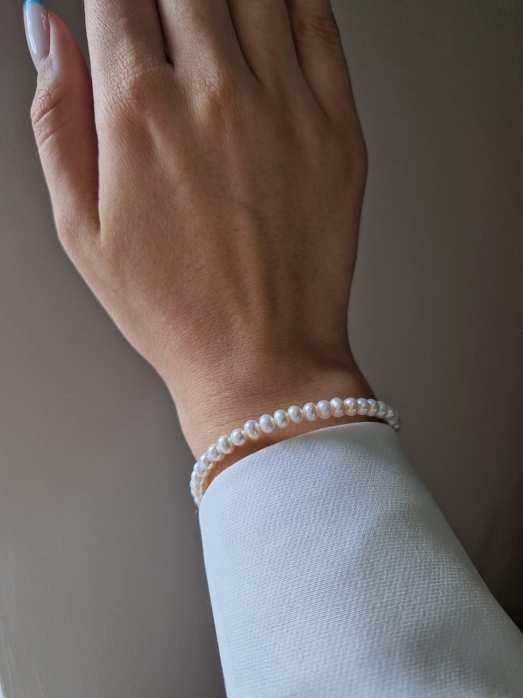 Freshwater Pearl Tiny Bracelet, Aesthetic Jewelry, Pearl Accessory, Dainty Bracelet as Gift ...