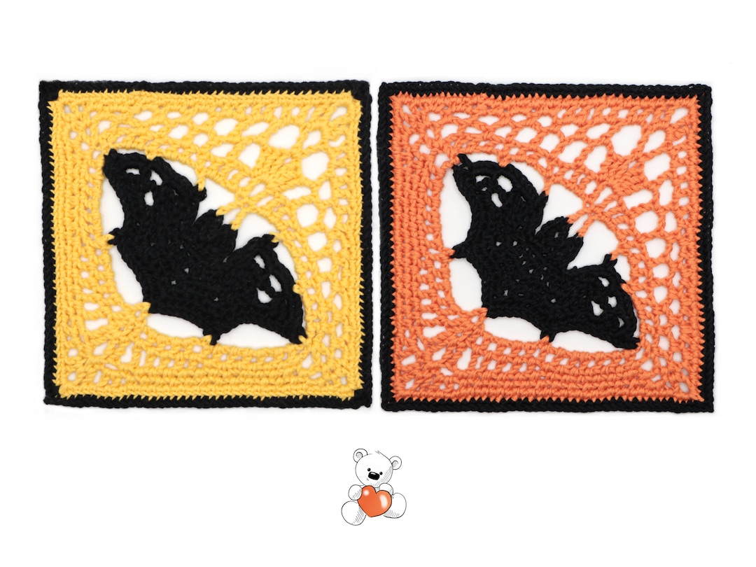 Halloween Bat Granny Square Crochet Pattern: Photo Tutorial (PDF ...