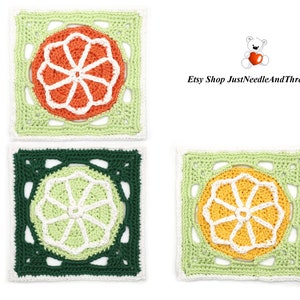 PATTERN Orange Slice Granny Square - Lemon Slice Granny Square - PDF ...
