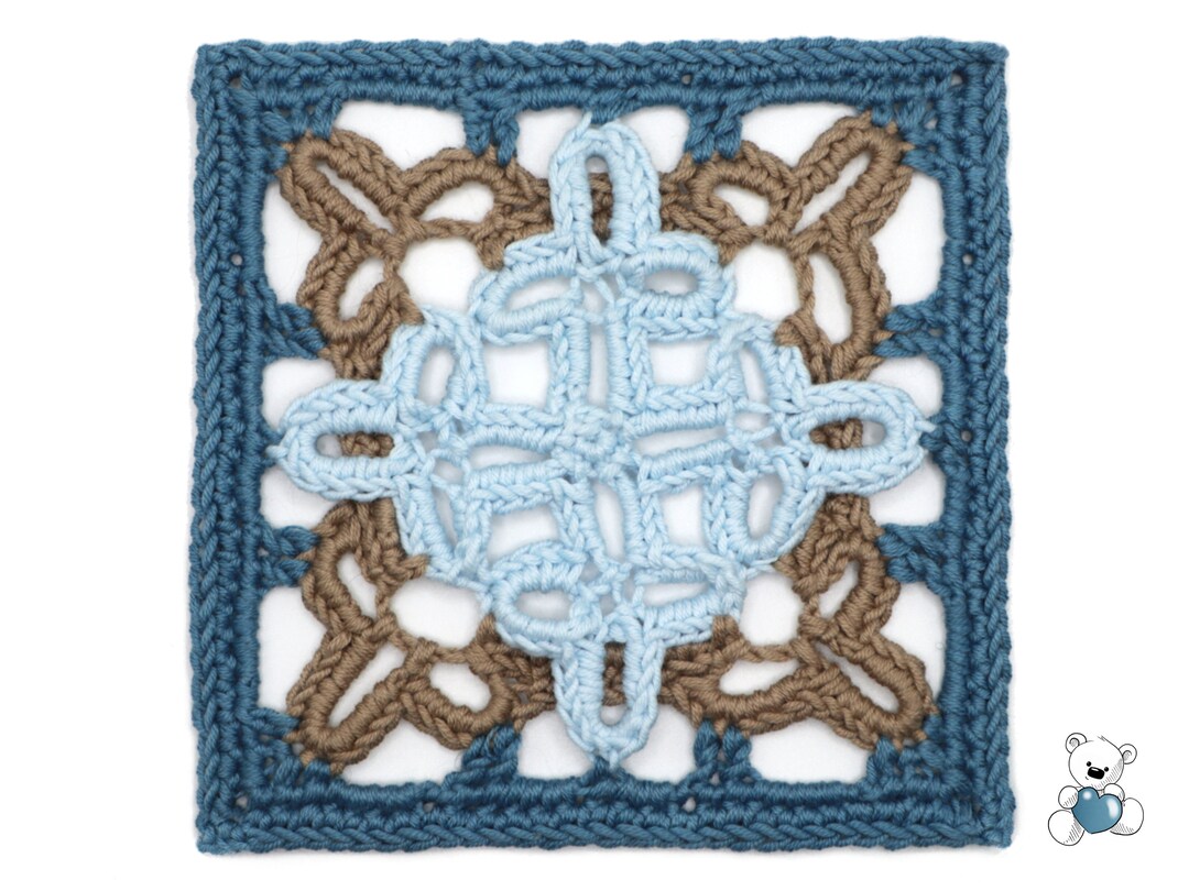 Blue Celtic Granny Square Crochet Pattern: Photo Tutorial (PDF Download ...