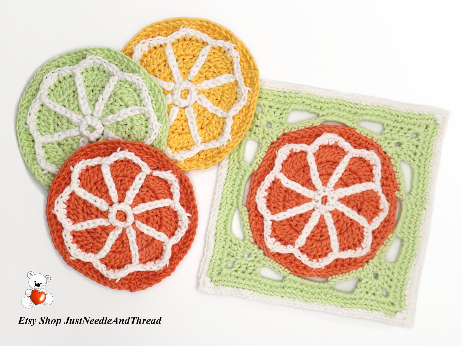 PATTERN Orange Slice Granny Square Lemon Slice Granny Square PDF ...