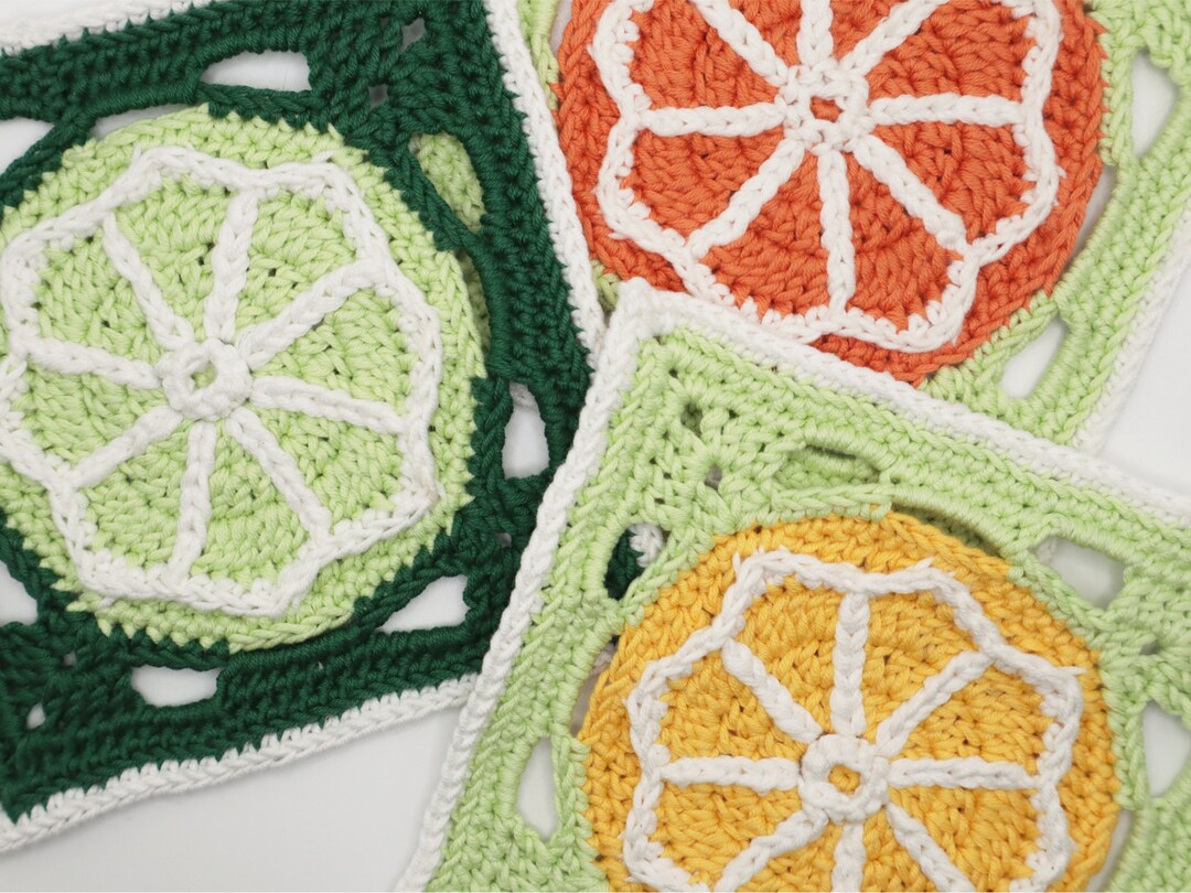 PATTERN Orange Slice Granny Square - Lemon Slice Granny Square - PDF ...