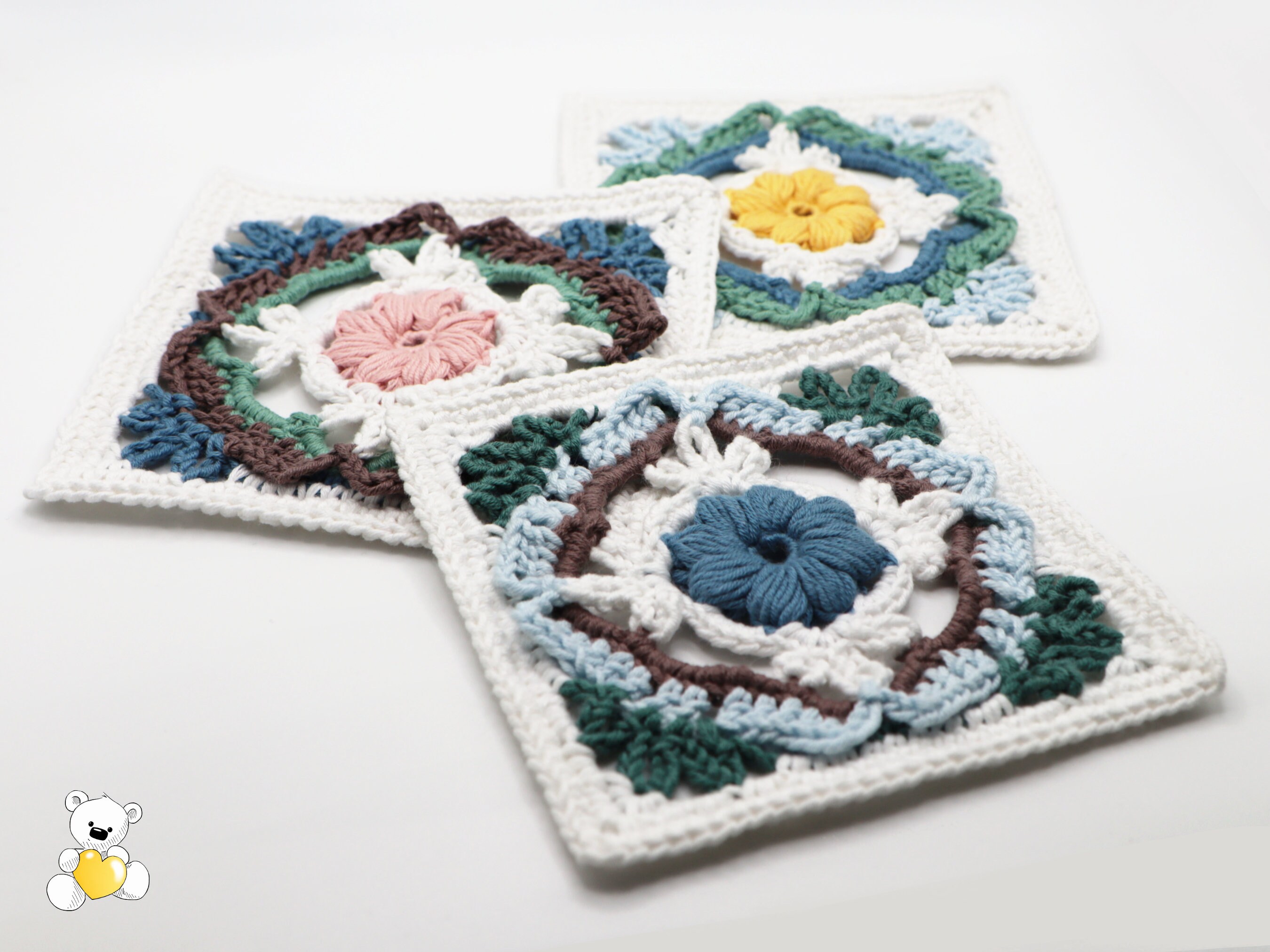 PATTERN Puff Flower Granny Square - Granny Square - PDF Crochet Pattern ...