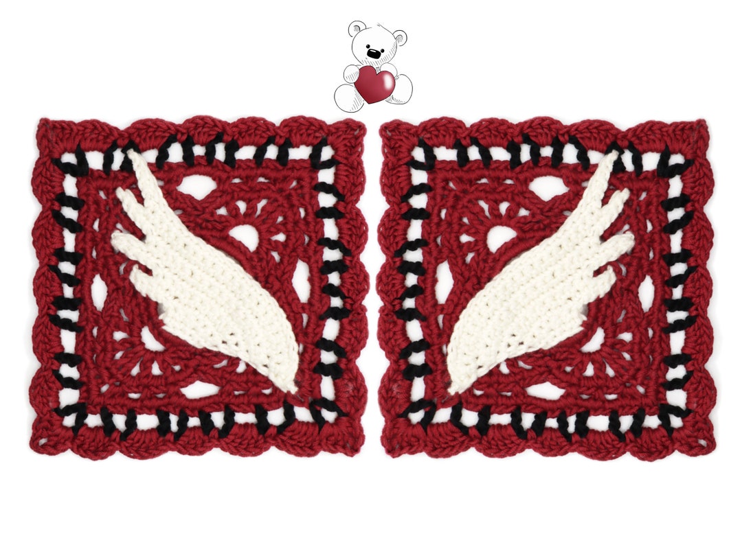 Angel Wings Granny Square Crochet Patterns: Left & Right (PDF Download ...