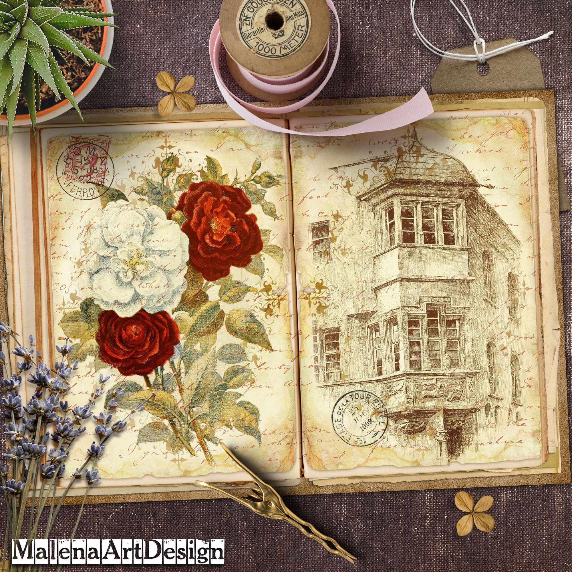 Windows Balconies Papers Digital Cards Printables - Etsy