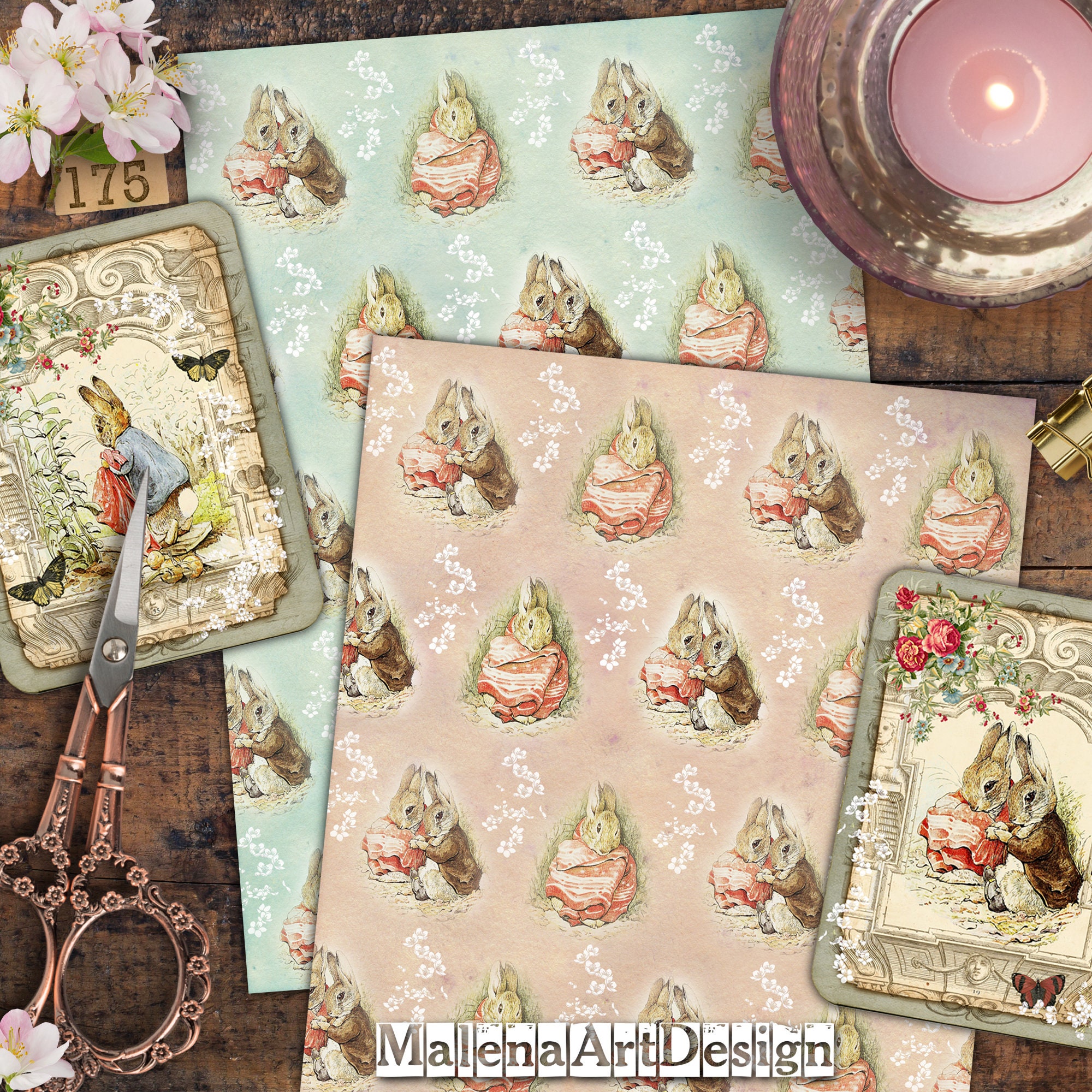 Peter Rabbit Digital Cards Printables Vintage Papers for | Etsy
