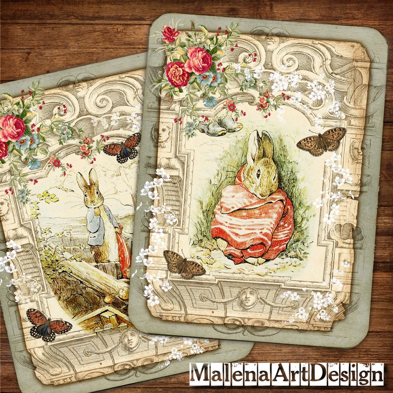Peter Rabbit Digital Cards Printables Vintage Papers For | Etsy