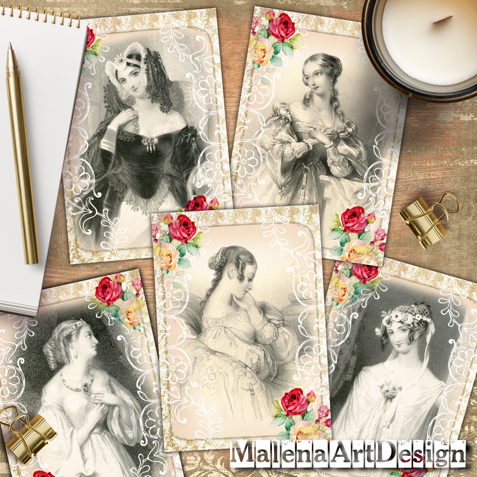 Pretty Women CARD Vintage TAGS Digital Cards Printables - Etsy