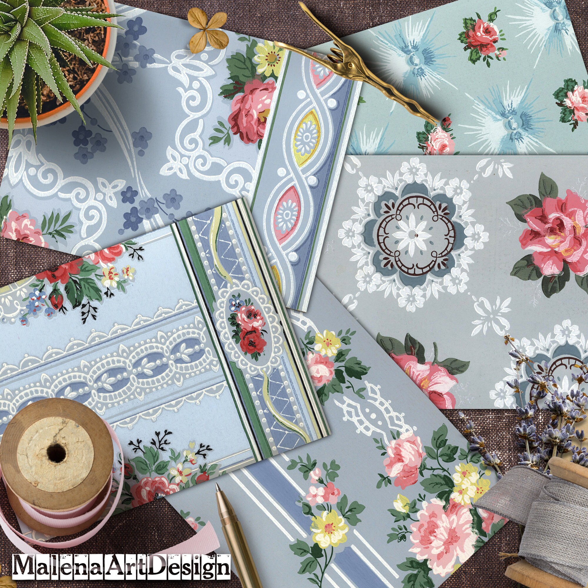 Old Pinned Paper Vintage CARD Digital Cards Printables | Etsy