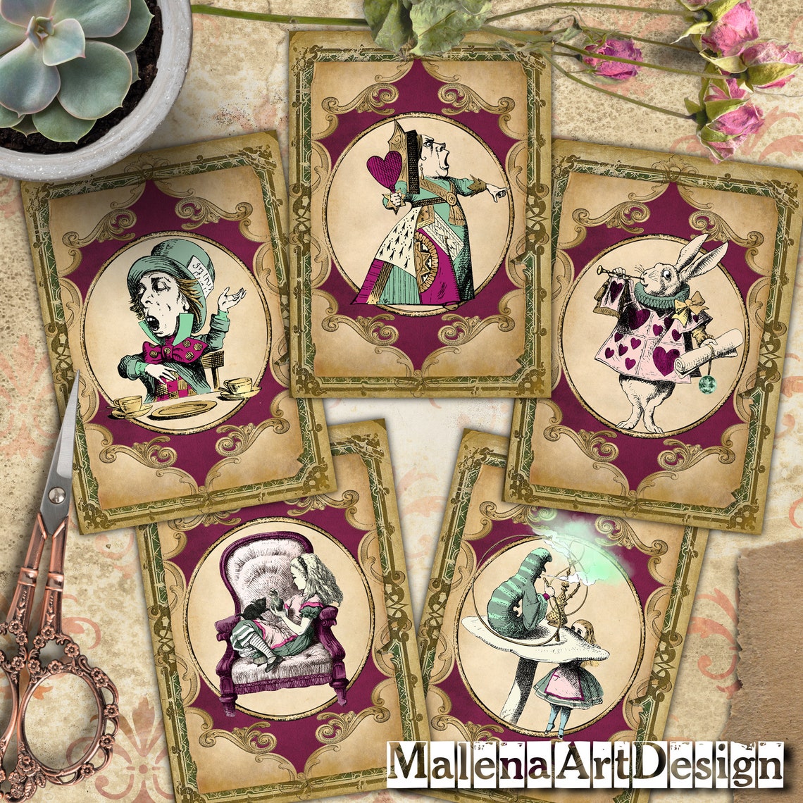 Alicia en el país de las maravillas CARDs tarjetas digitales - Etsy España