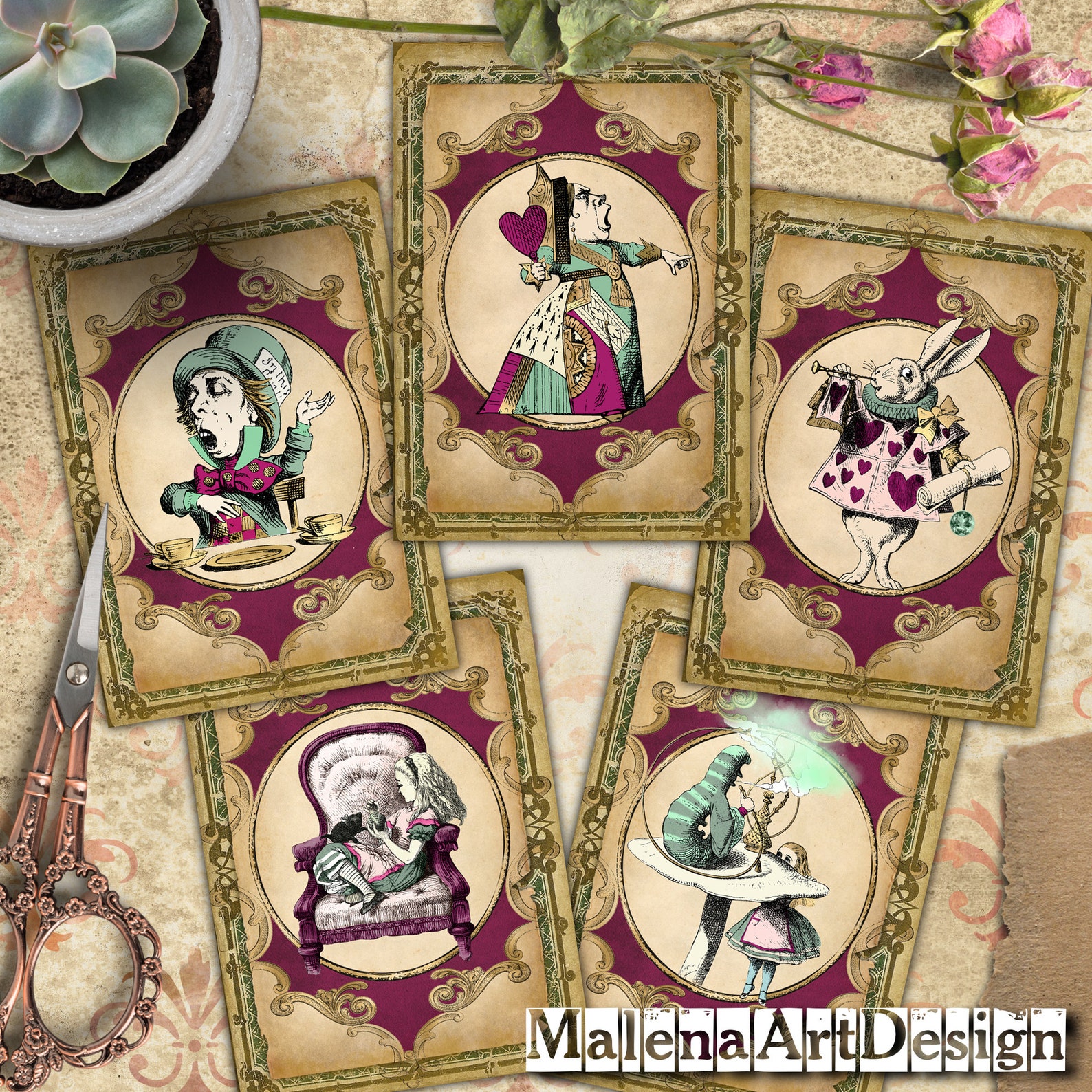 Alicia en el país de las maravillas CARDs tarjetas digitales - Etsy España