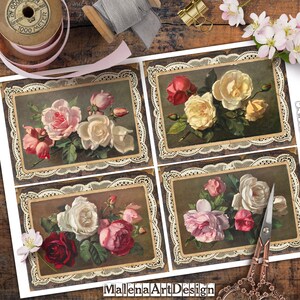 Roses CARD Flowers Digital Cards Printables Vintage - Etsy