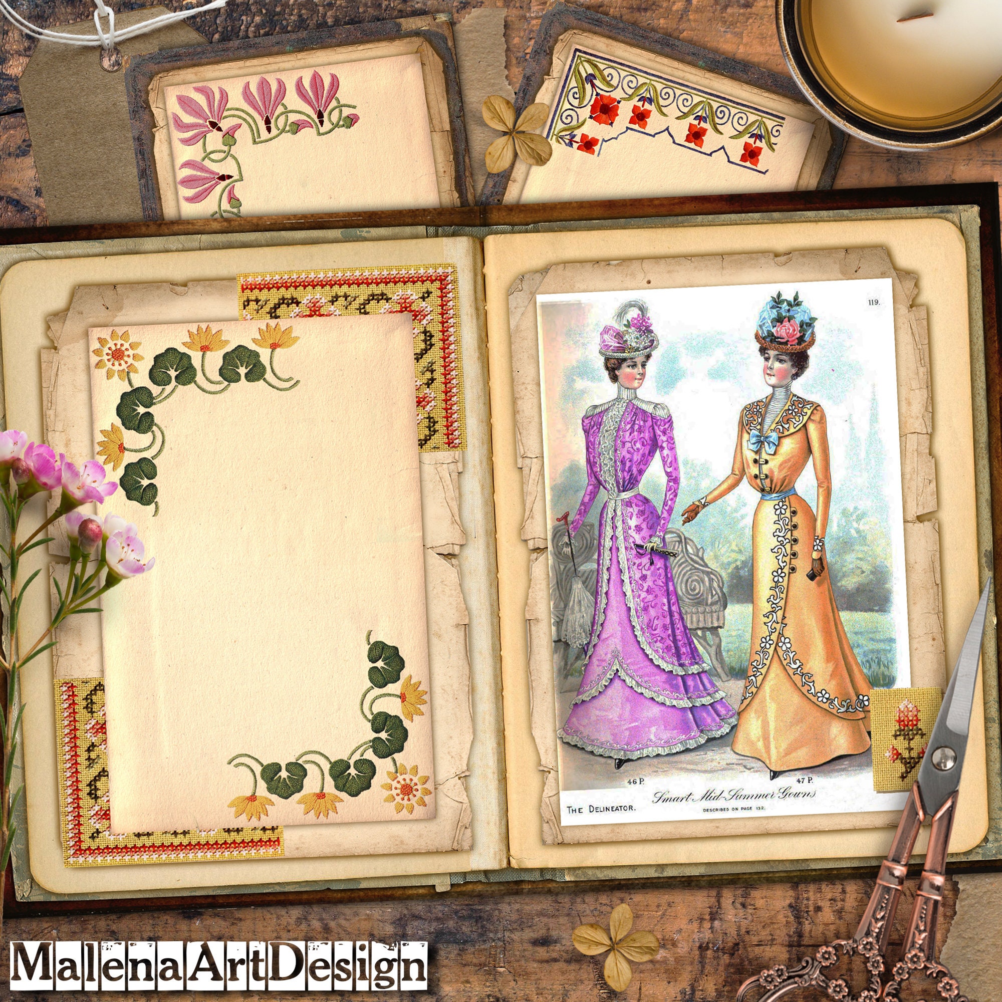 Papers Sewing Digital Cards Printables Vintage Cards - Etsy