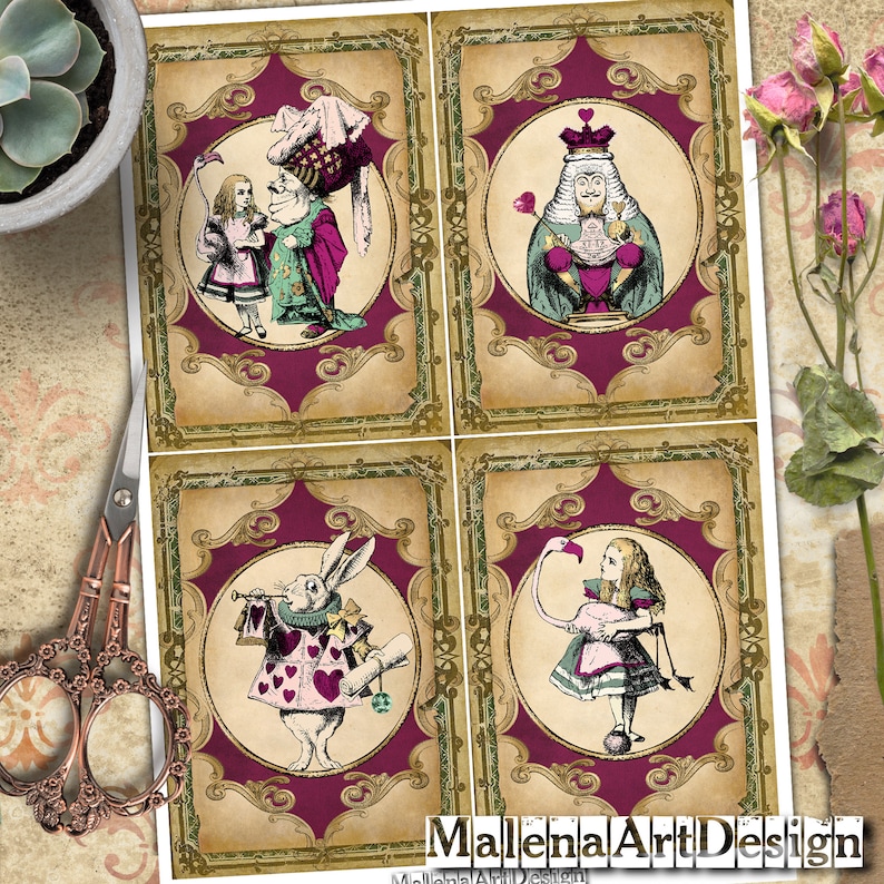 Alicia en el país de las maravillas CARDs tarjetas digitales - Etsy España