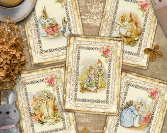 Peter Rabbit Digital Cards Printables Vintage Papers for | Etsy