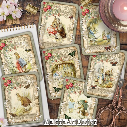Peter Rabbit Digital Cards Printables Vintage Papers for | Etsy