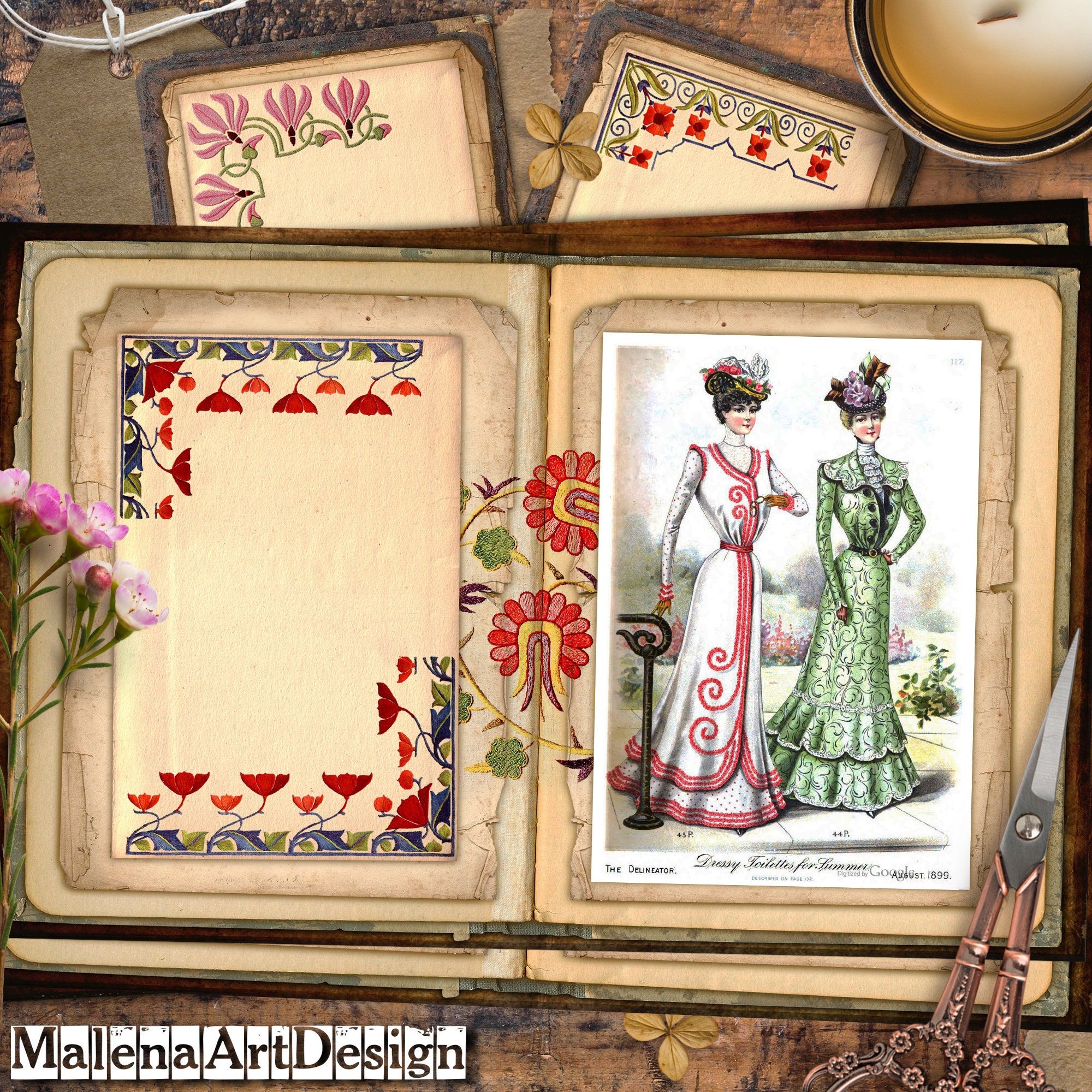 Papers Sewing Digital Cards Printables Vintage Cards - Etsy